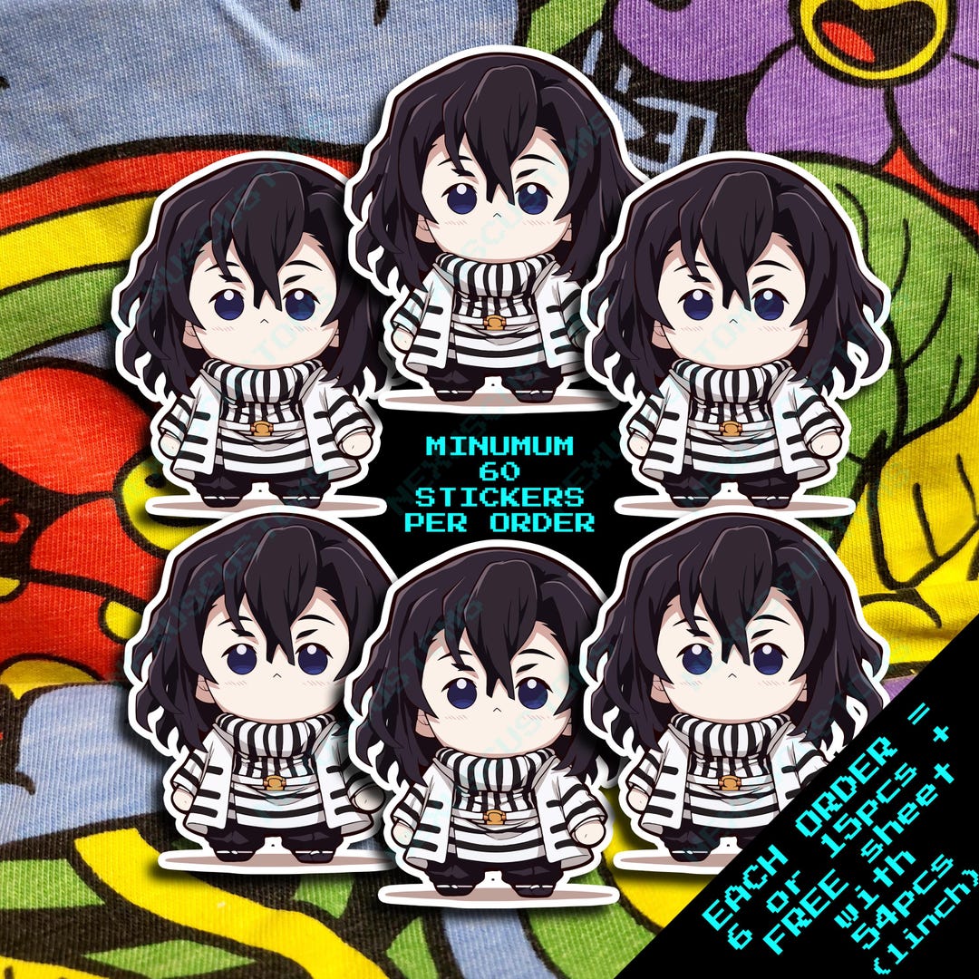 Demon Slayer Obunai Sticker, Pack of 6 Chibi Obunai Stickers, Kimetsu ...