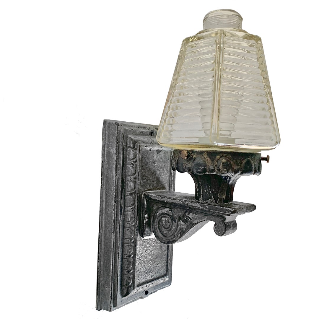 Antique Cast Iron Sconce Light Vintage Early 1900s Black Porch Hall ...
