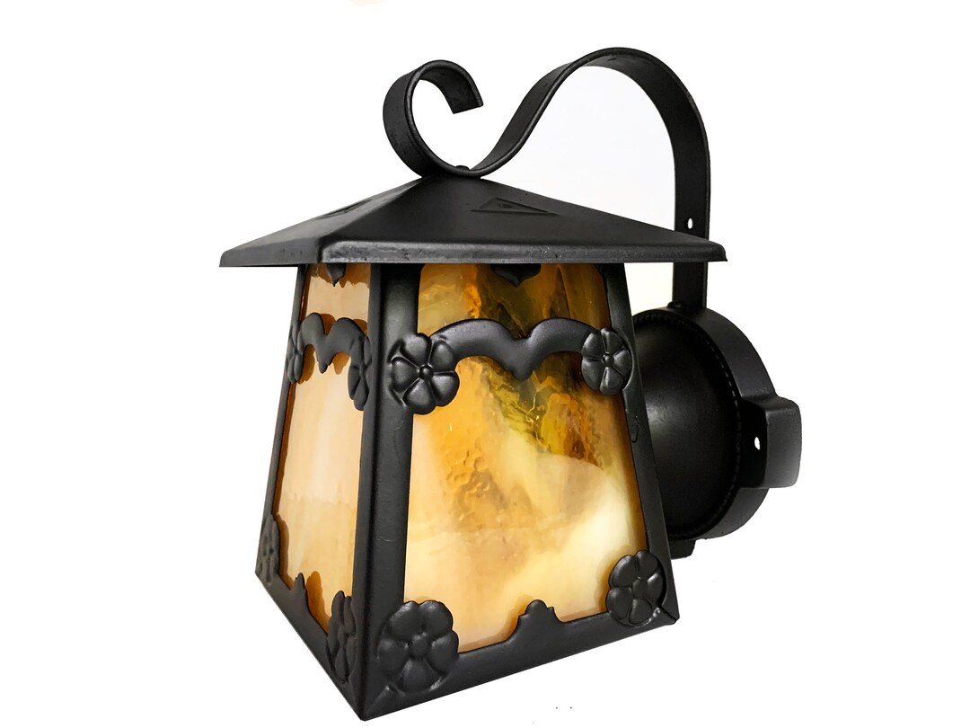 Antique Arts Crafts Craftsman Mission Lantern Light Restored Honey ...