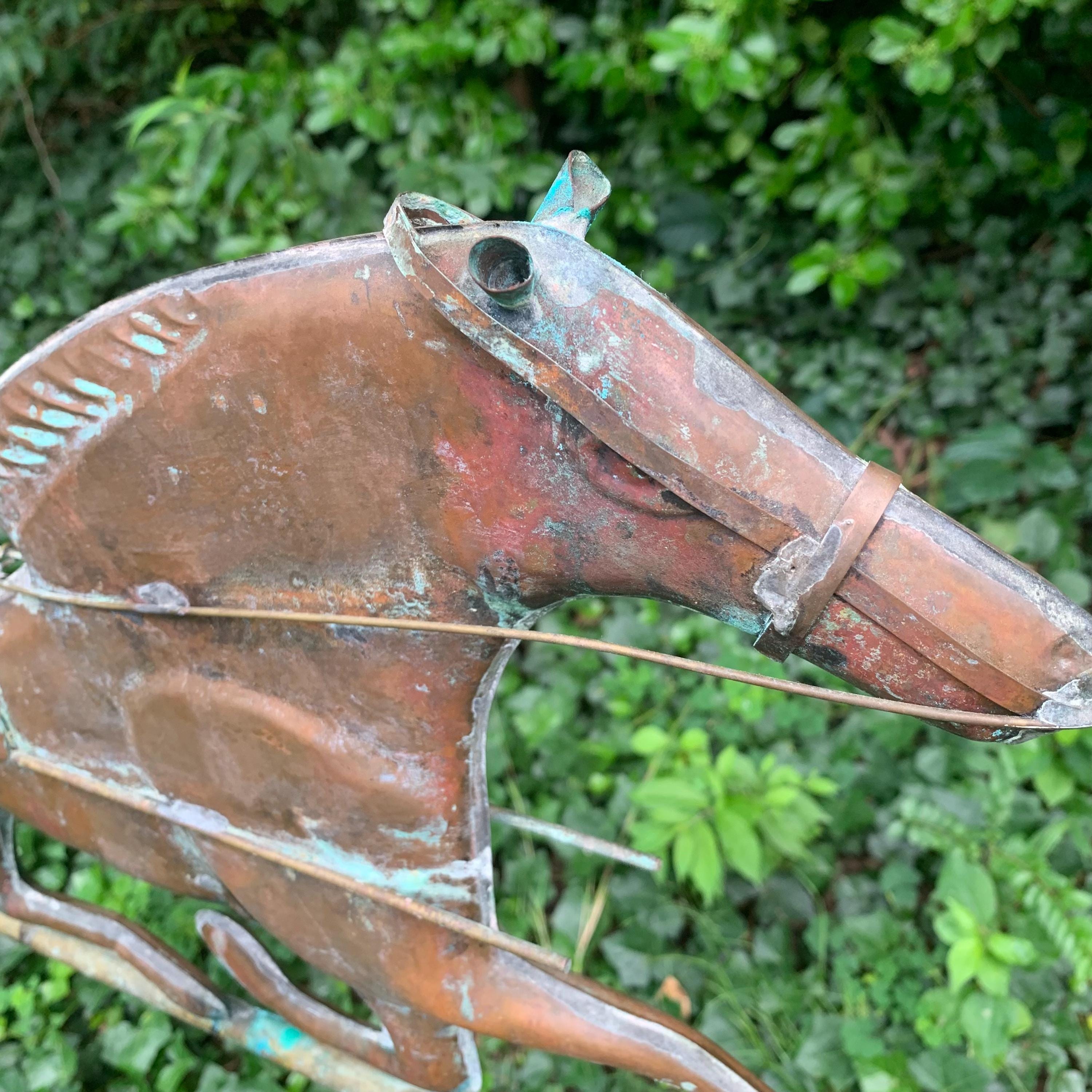 Antique Weathervane Sulky Horse Carriage Jockey Vintage Copper Cupola ...