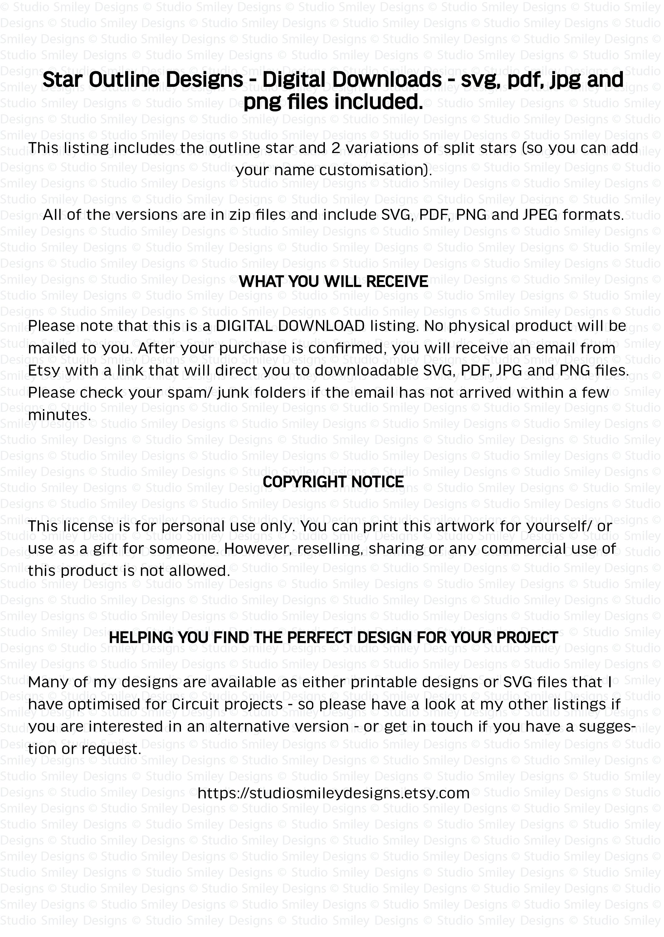 Star Outline Design - With Bonus Split Stars - Digital Download - Svg ...