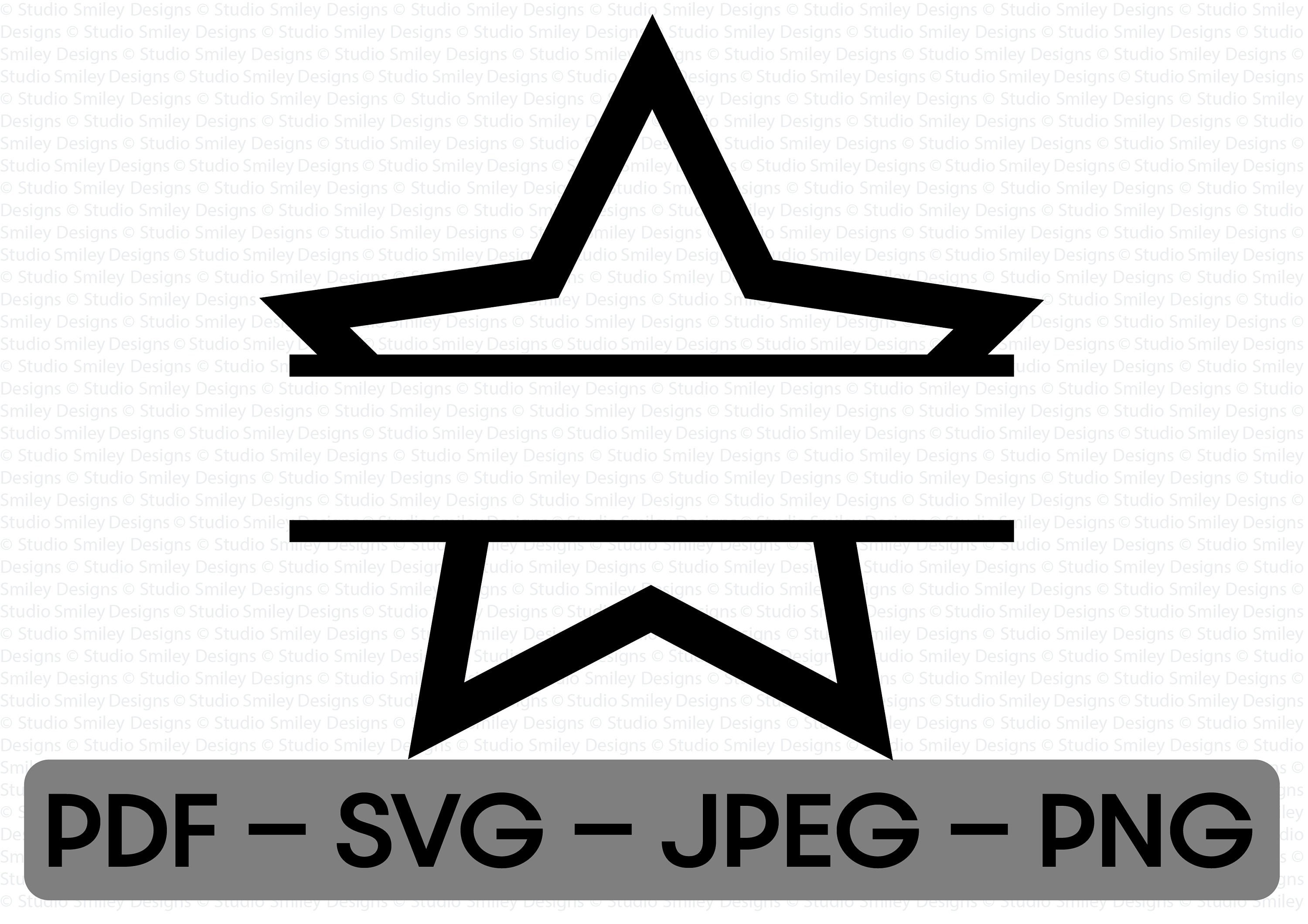 Star Outline Design - With Bonus Split Stars - Digital Download - Svg ...