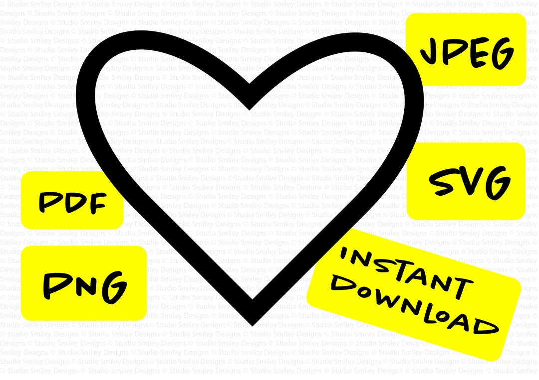 Love Heart Outline Design - Digital Download - Svg/pdf/png/jpg - Etsy