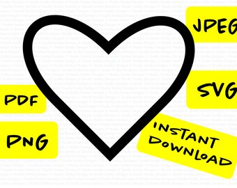 Love Heart Outline Digital Download - Ai-eps-png-svg - Etsy