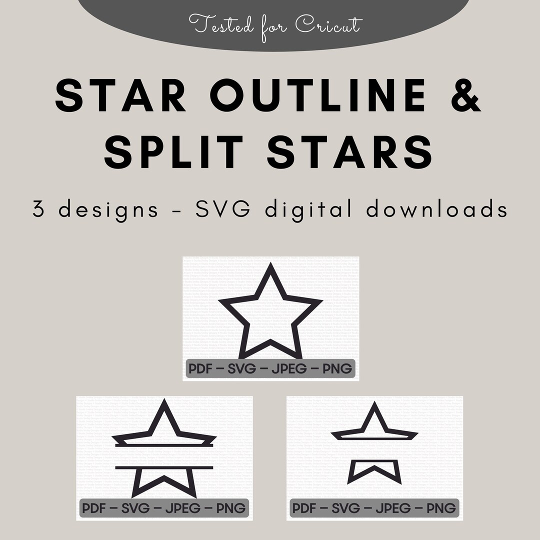 Star Outline Design - With Bonus Split Stars - Digital Download - Svg ...