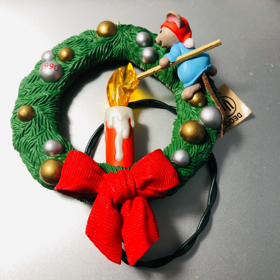 Hallmark Chris Mouse Wreath Vintage 1990 Keepsake Ornament - Etsy