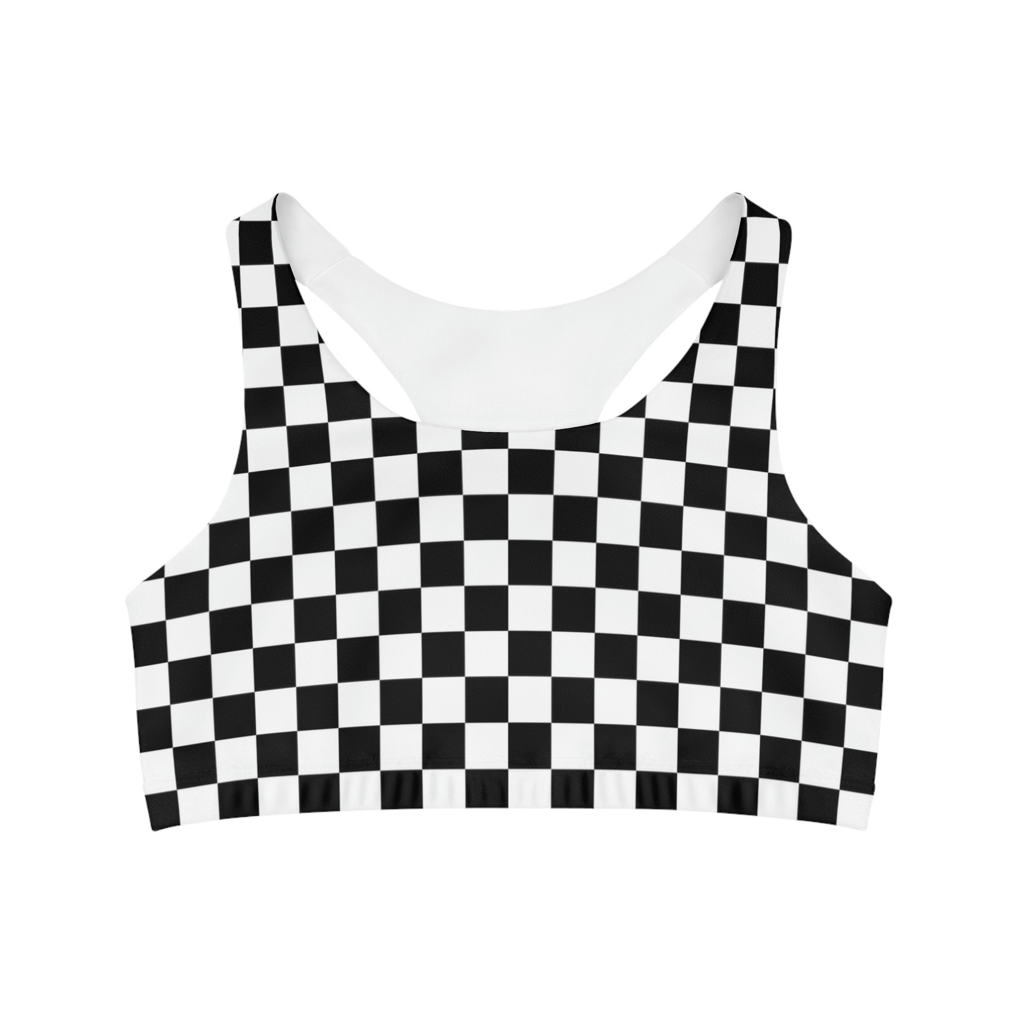 Checkerboard Sports Bra, Racing Sports Bra, Women's Seamless Bra, Cheer ...