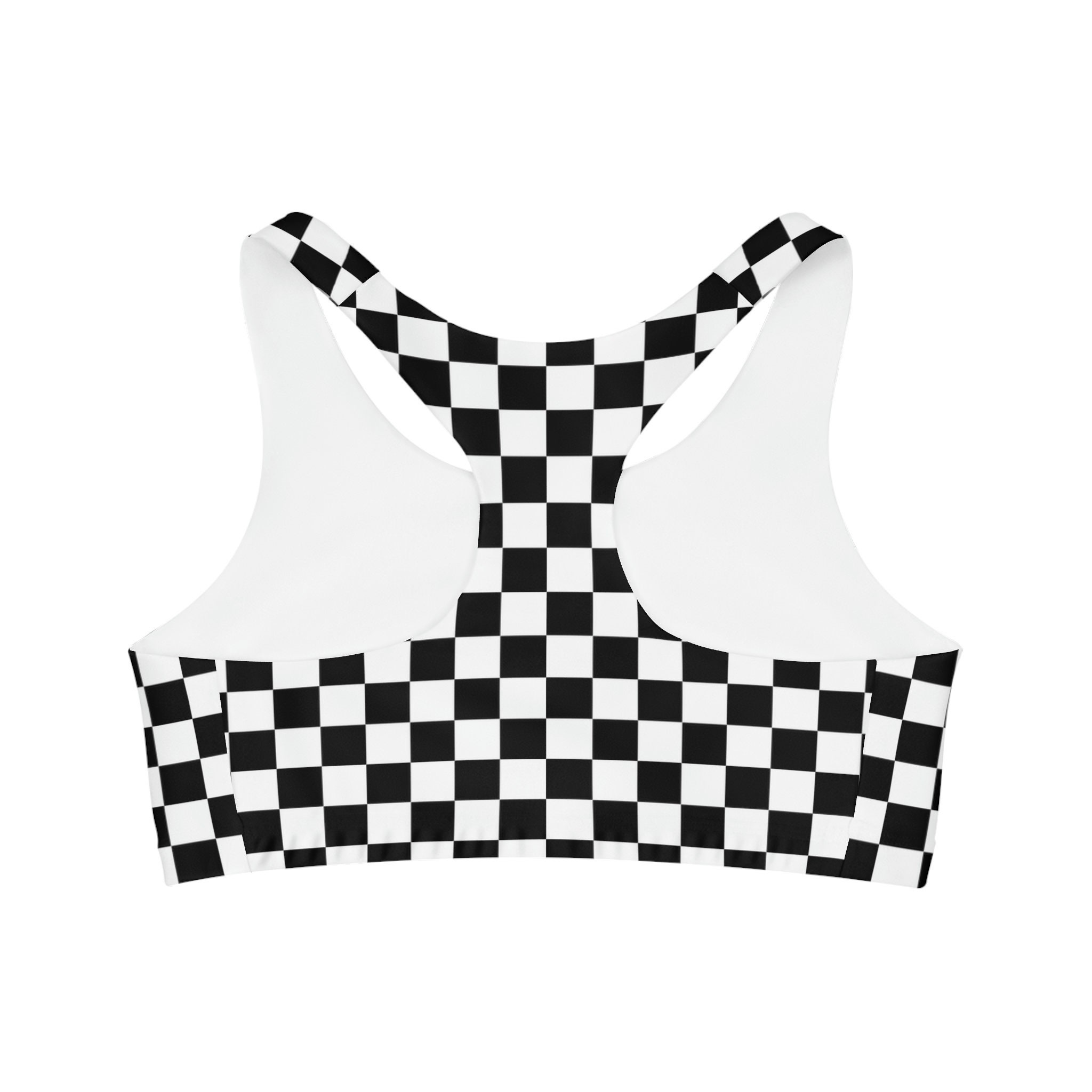 Checkerboard Sports Bra, Racing Sports Bra, Women's Seamless Bra, Cheer ...