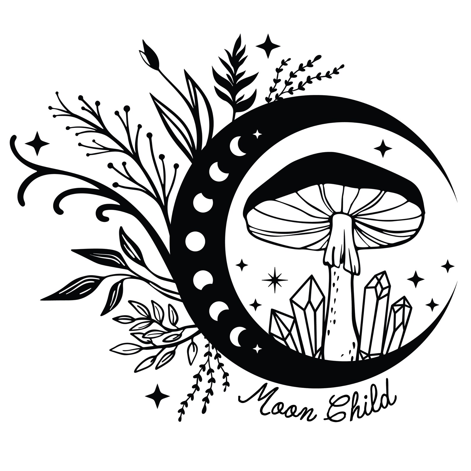 Moon Child Digital Print and Cricut Template - Etsy