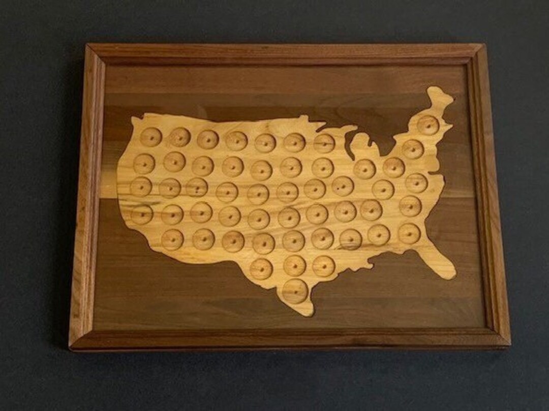 US 50 State Quarter Board With Map Inlay Handmade Black Walnut/oak ...