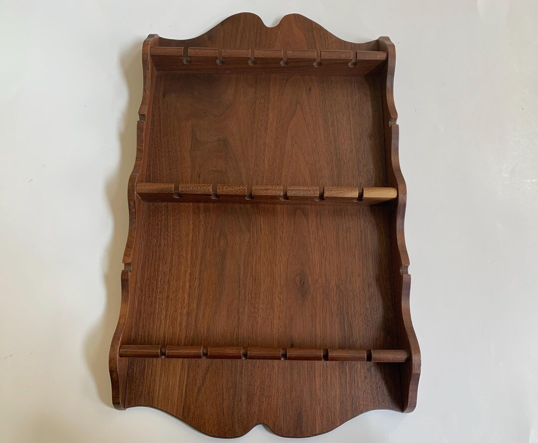 Wooden Spoon Rack Rectangular Three Tier 18 Slot Black Walnut Handmade ...