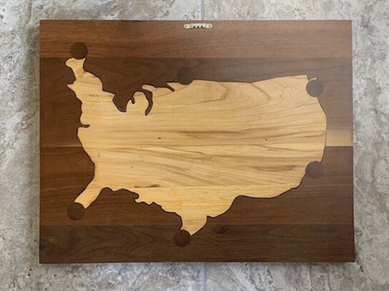 US 50 State Quarter Board With Map Inlay Handmade Black Walnut/oak ...