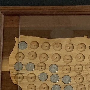 US 50 State Quarter Board With Map Inlay Handmade Black Walnut/oak ...