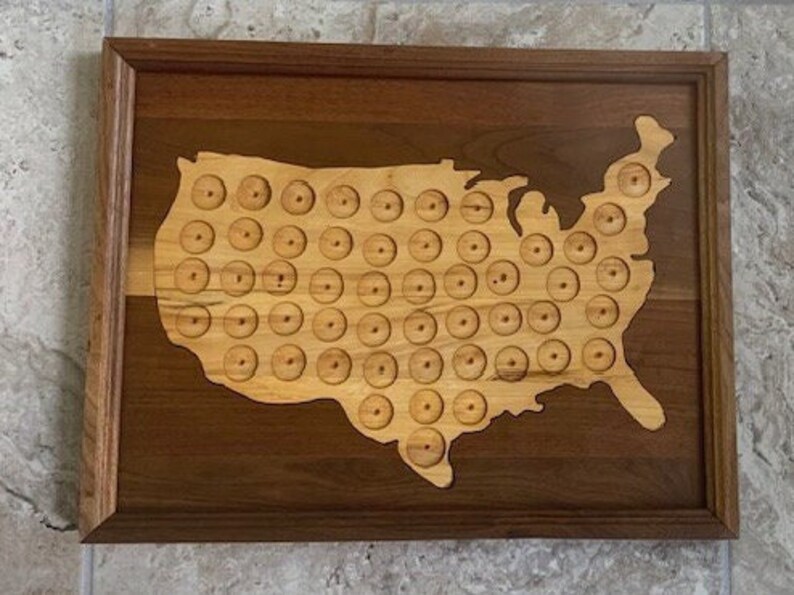 US 50 State Quarter Board With Map Inlay Handmade Black Walnut/oak ...