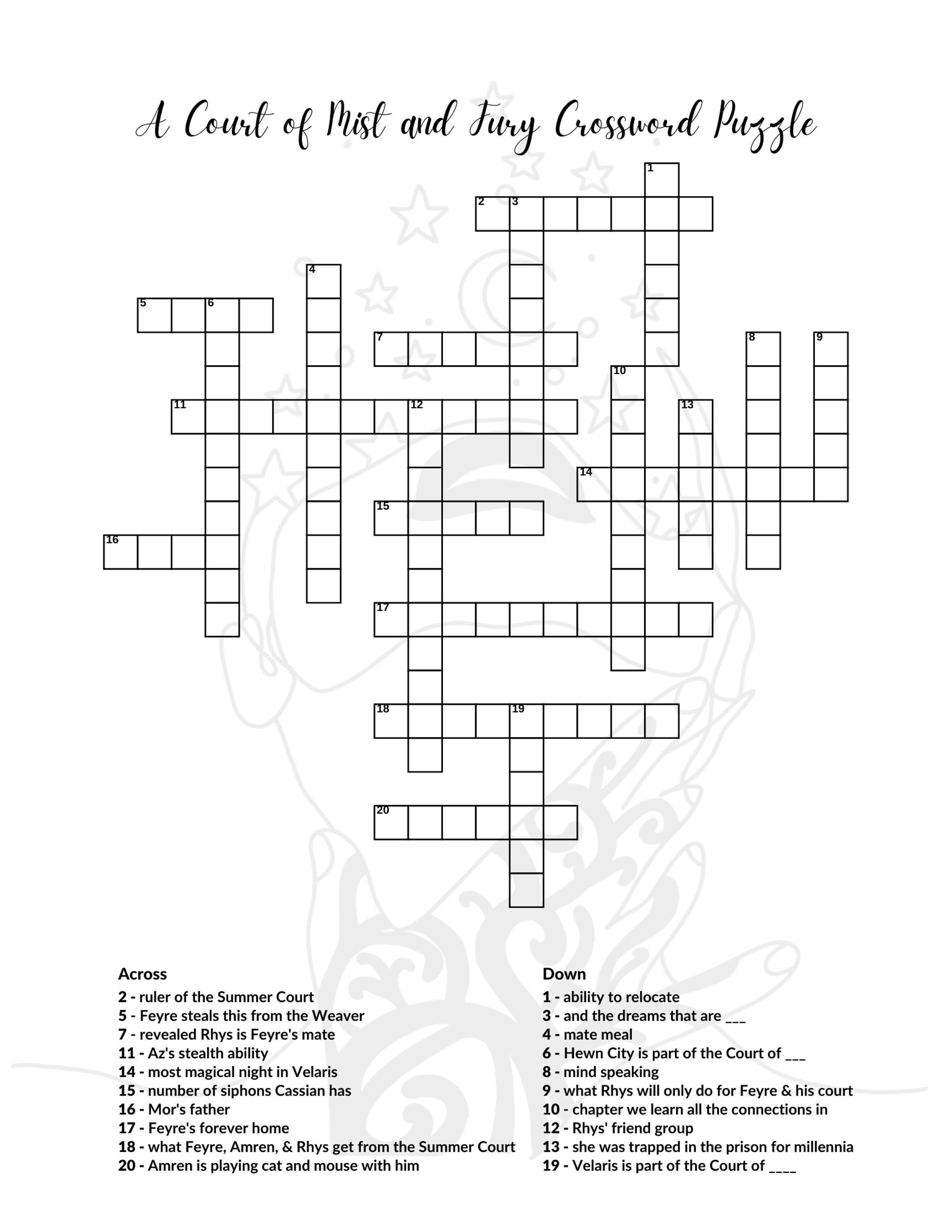 ACOTAR Crossword Puzzles - Etsy