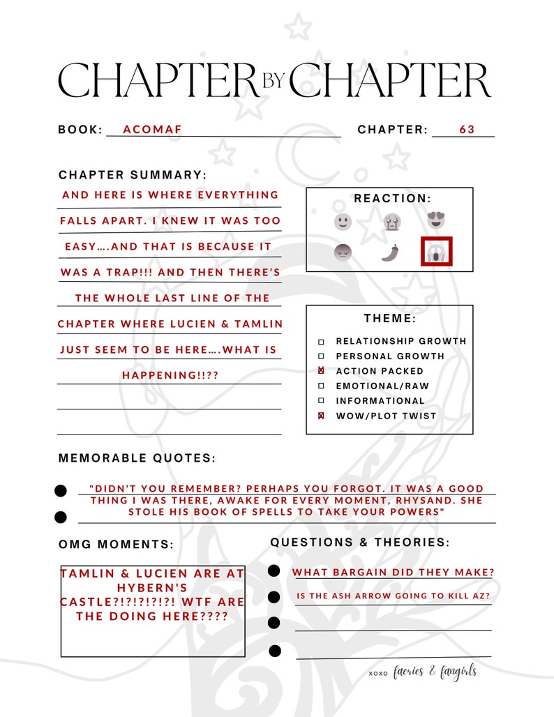 Book Journal Chapter by Chapter Breakdown & Analysis Template - Etsy