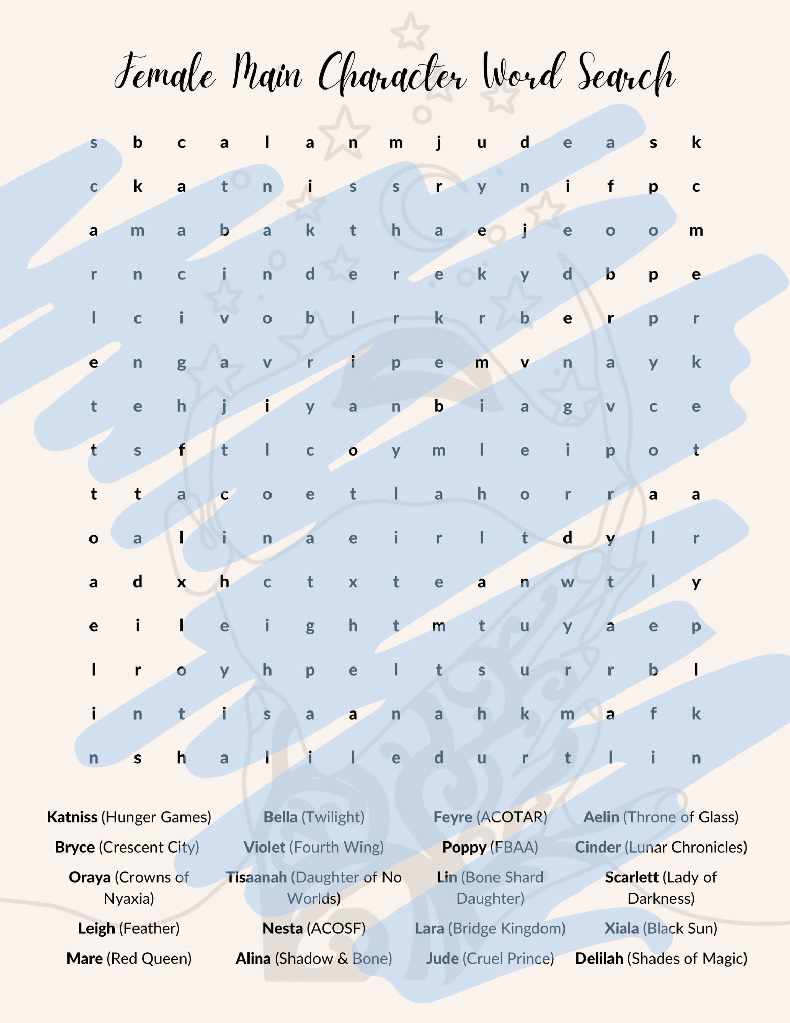 Fantasy Characters Word Search Puzzle Game Digital Download / Crossword ...