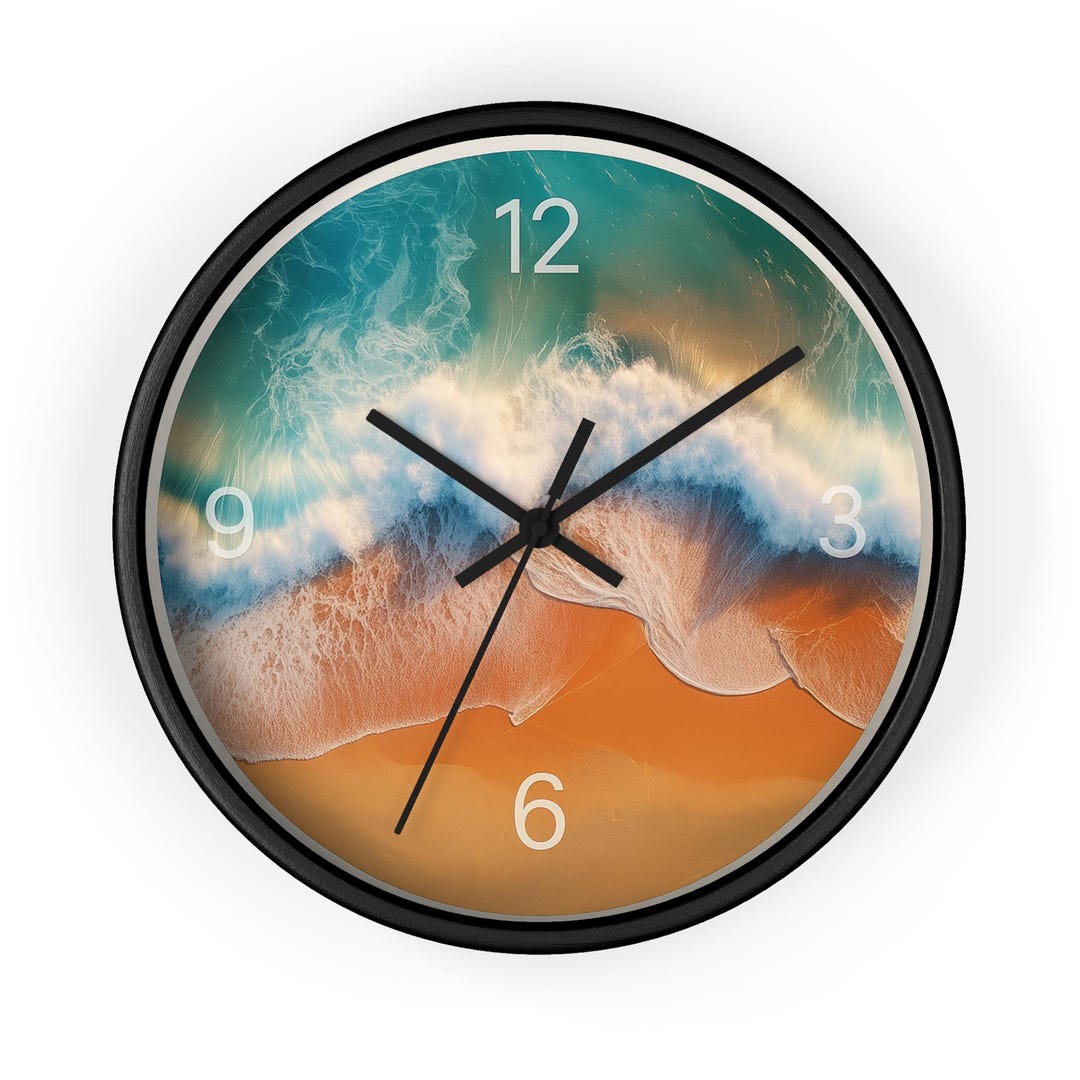 Ocean Waves Wall Clock | Coastal Home Decor, Beach Shoreline Art ...