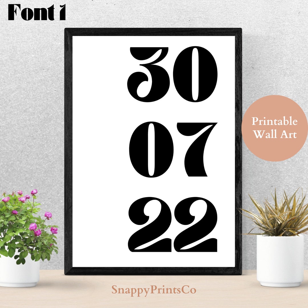 Personalised Date Wall Art Couples Home Decor Printable Wall Art ...