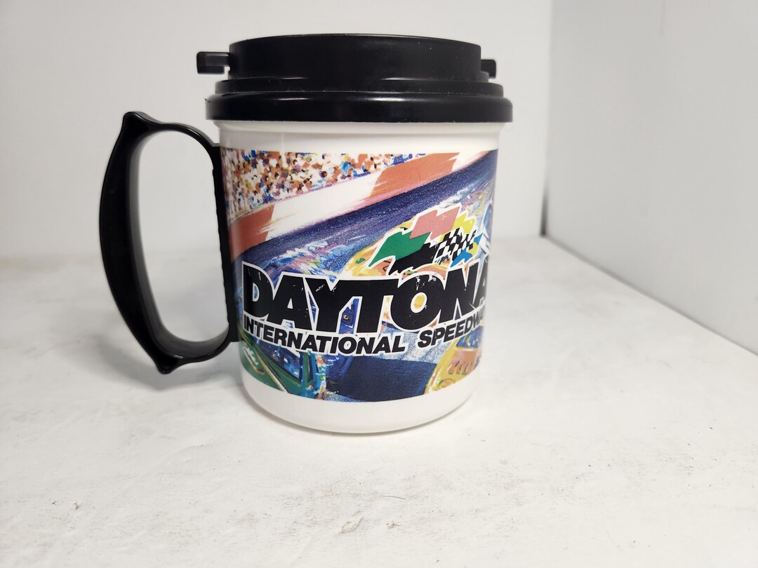 Vintage Daytona International Speedway Plastic Mug W/lid Nascar Whirley ...