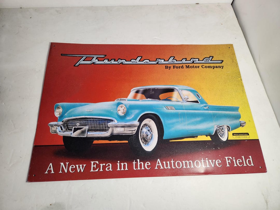 Vintage Metal Ford Thunderbird Desperate Sign Co. Mancave Petroliana ...