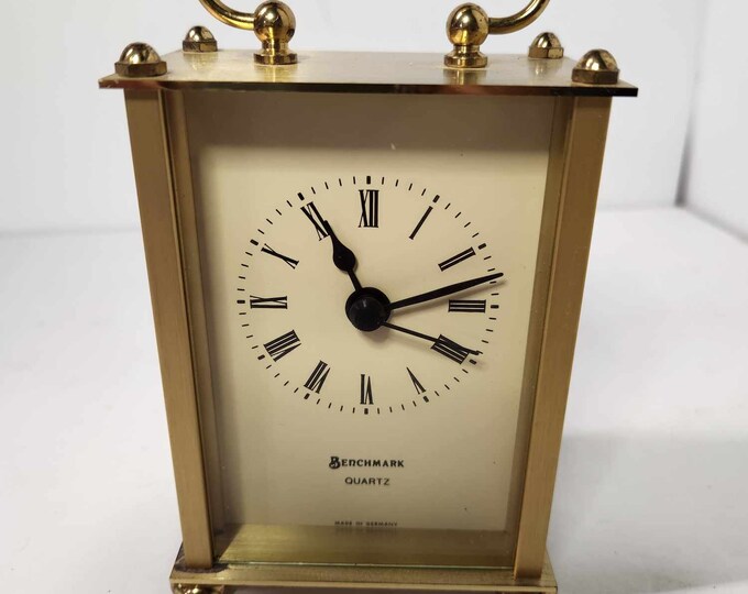 Vintage Benchmark Quartz Desk Clock Brushed Brass Made in Germany ...