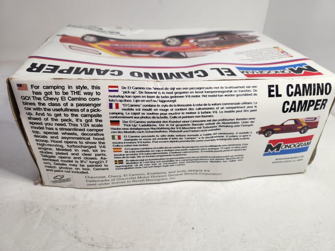 Vintage Monogram Model Car Kit 1979 Chevrolet El Camino Camper 1/24 ...