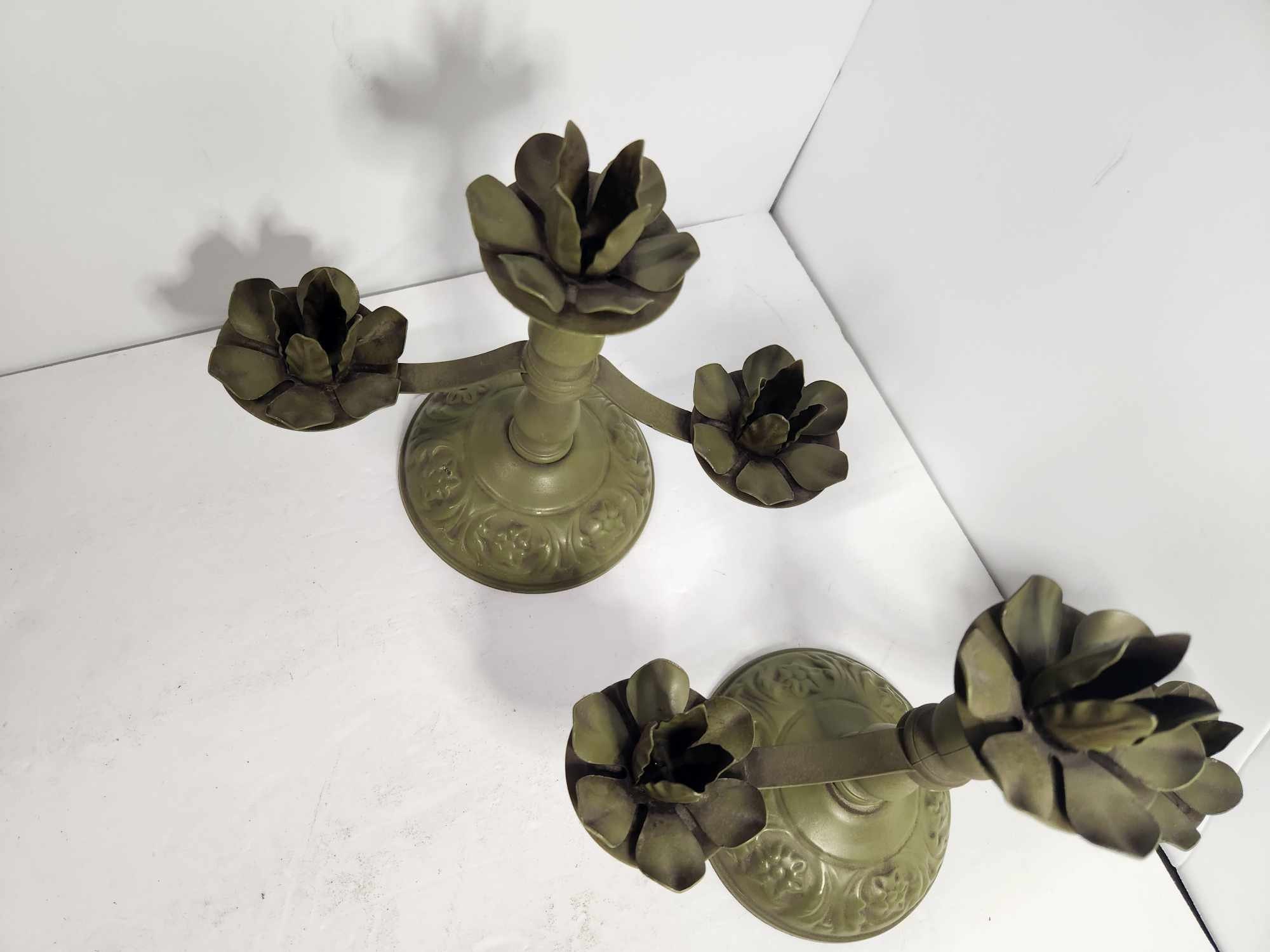 Vintage Pair of Wolin Metal Flower Candle Holders Candelabra - Etsy