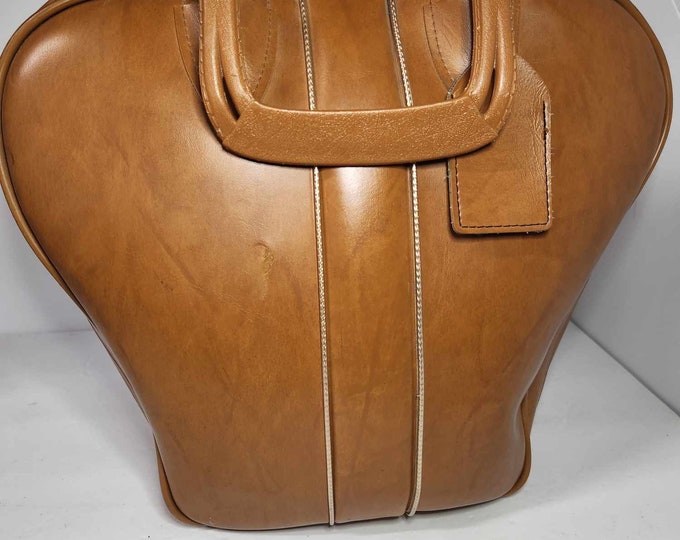 Vintage Colonial Bowling Ball Bag Tan/brown Purse W/rack Retro - Etsy