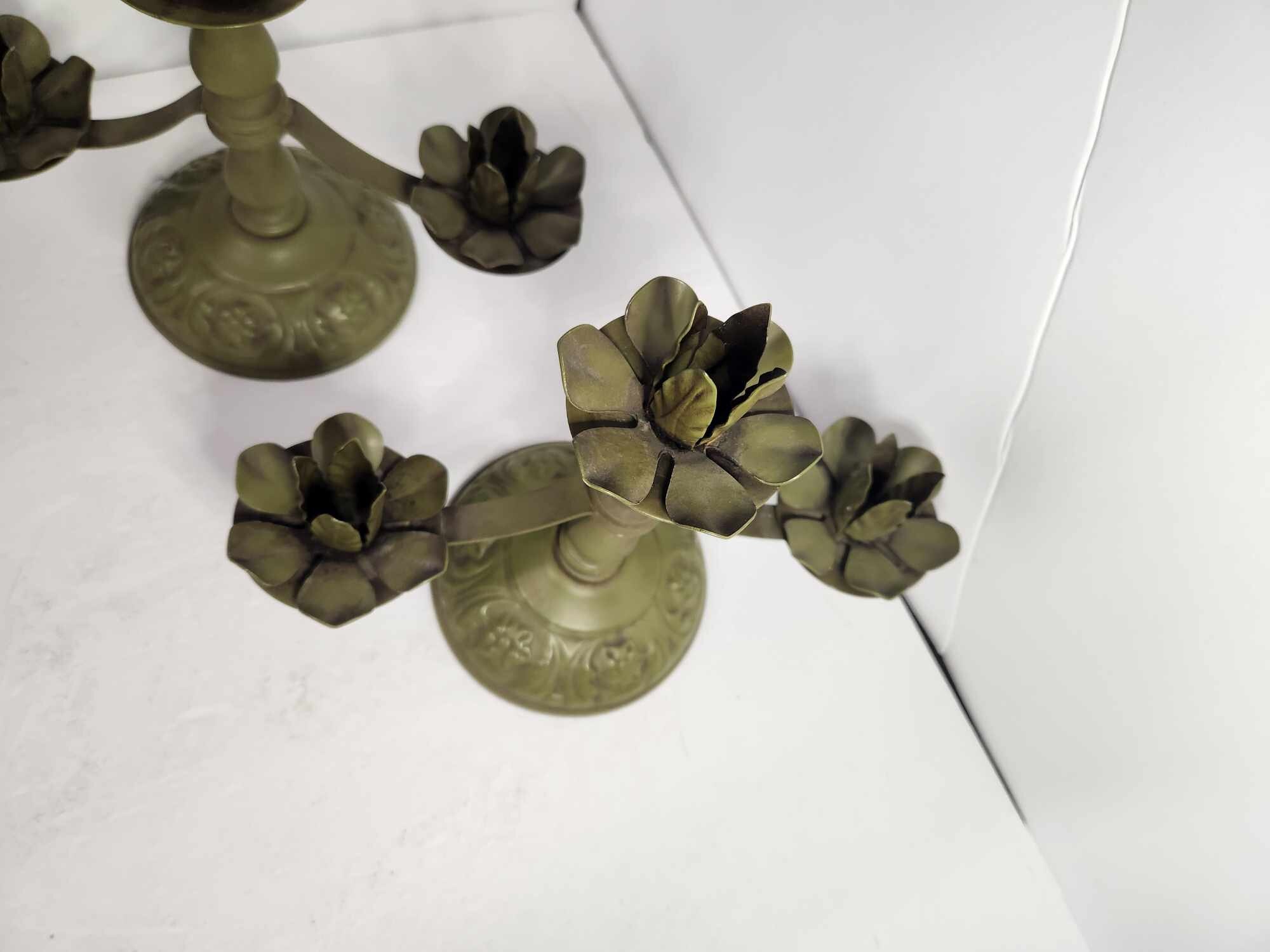 Vintage Pair of Wolin Metal Flower Candle Holders Candelabra Shabby ...