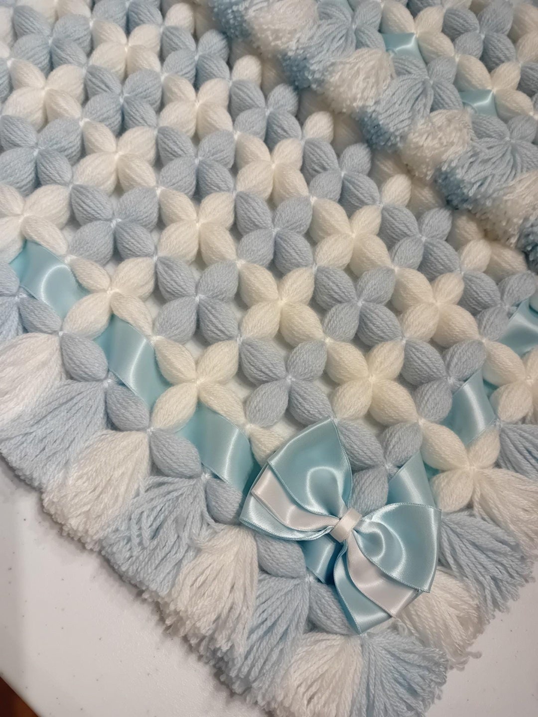 Beautiful Blue Baby Blanket Large / Pram Topper / Car Seat / Moses ...