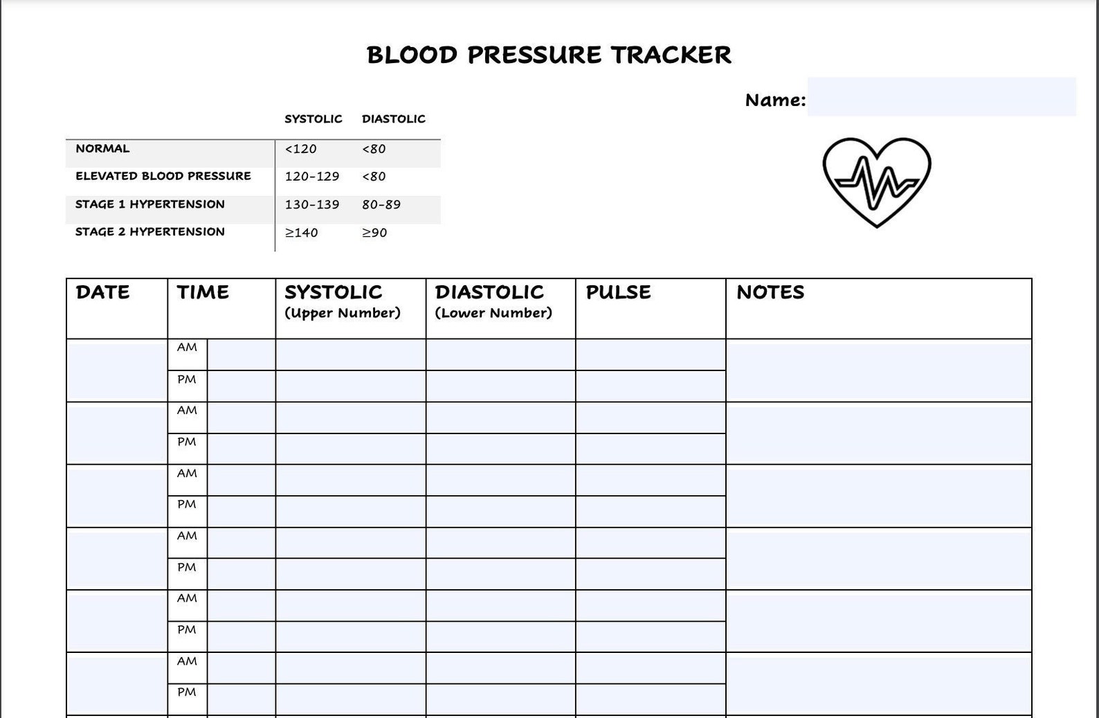 Blood Pressure Tracker, Editable Printable Template, Mobile Compatible ...