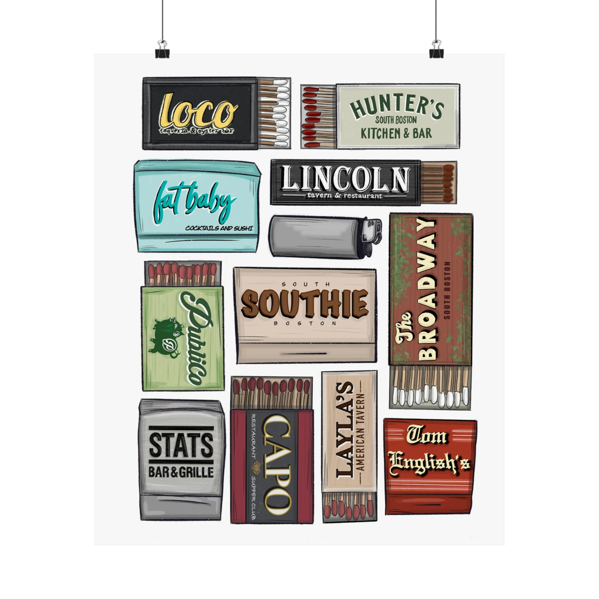 Southie south Boston Bar Matchbook Premium Matte Vertical Poster ...