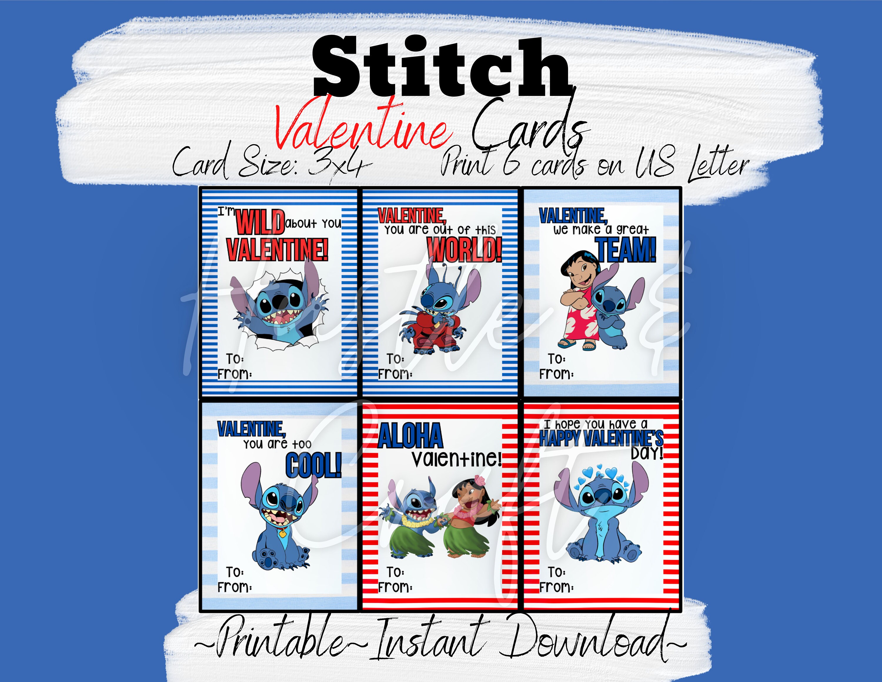 Stitch Valentine Cards for Kids, Kids Valentine Cards, Valentine Cards ...