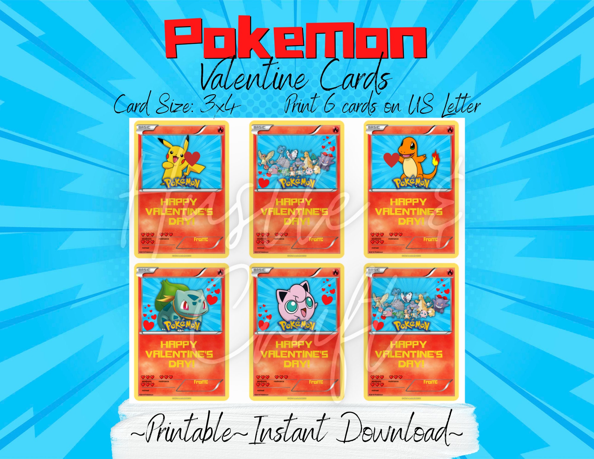 Pokemon Valentine Cards For Kids Kids Valentine Cards Etsy Pokemon Valentine Cards For Kids Kids Valentine Cards Etsy