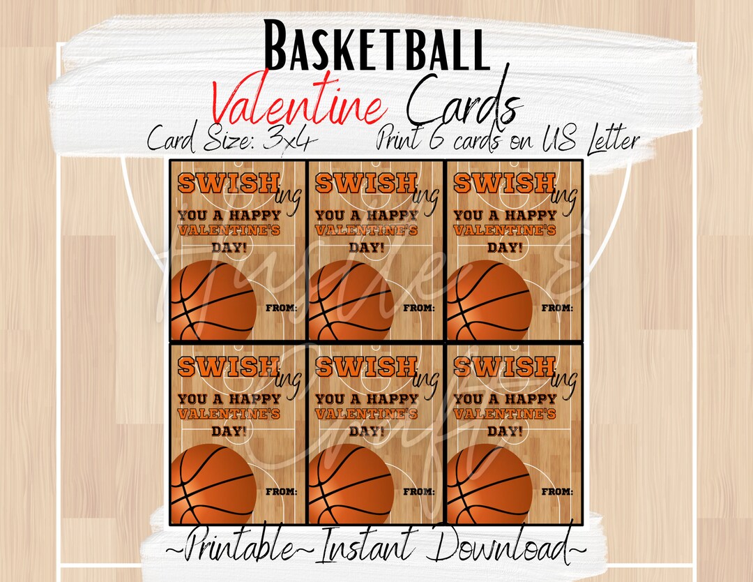 Basketball Valentine Cards for Kids, Kids Valentine Cards, Valentine ...