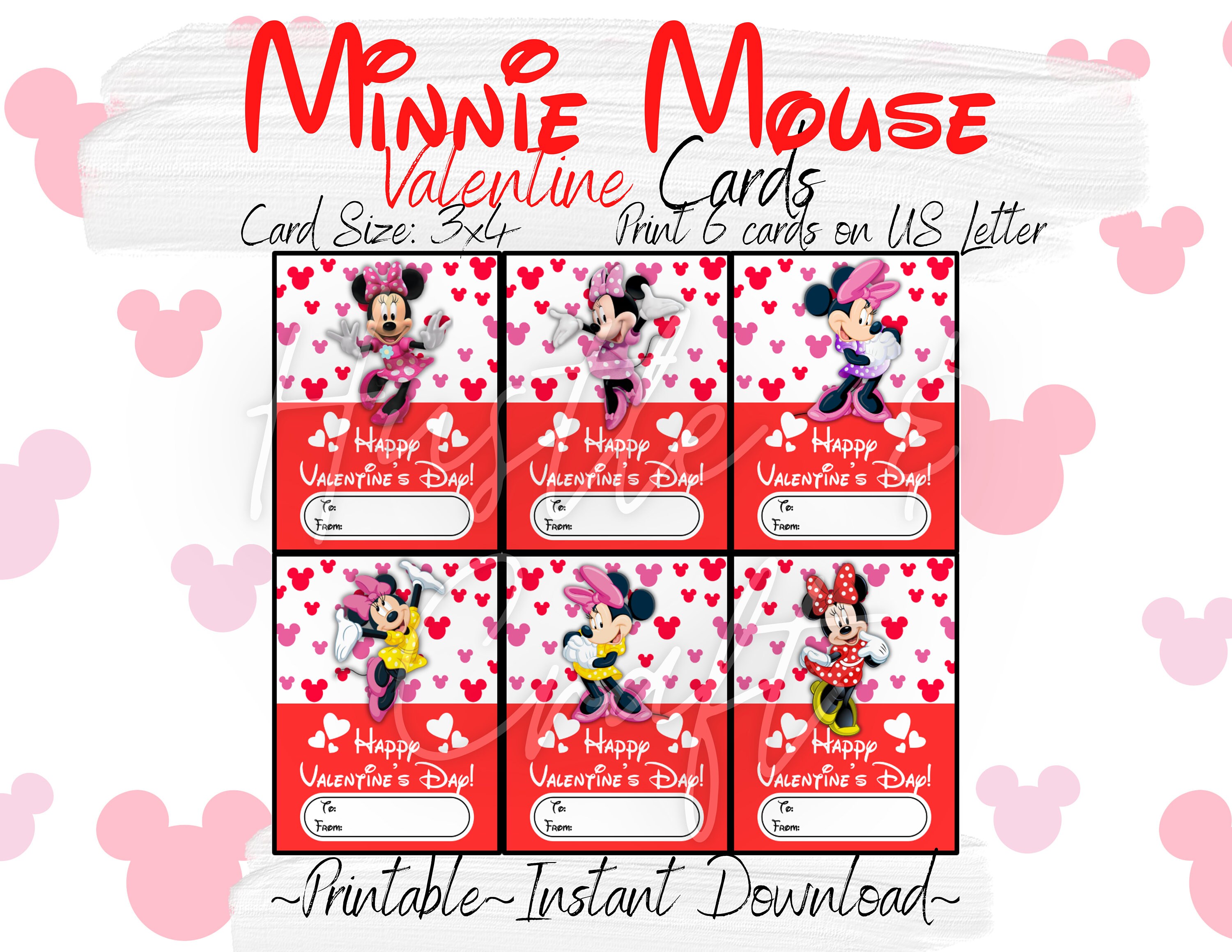 Girl Mouse Valentine Cards for Kids, Kids Valentine Cards, Valentine ...