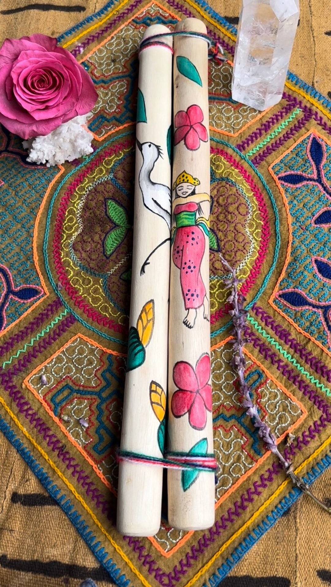 Balinese Dancer and Crane Peace Sticks - Etsy