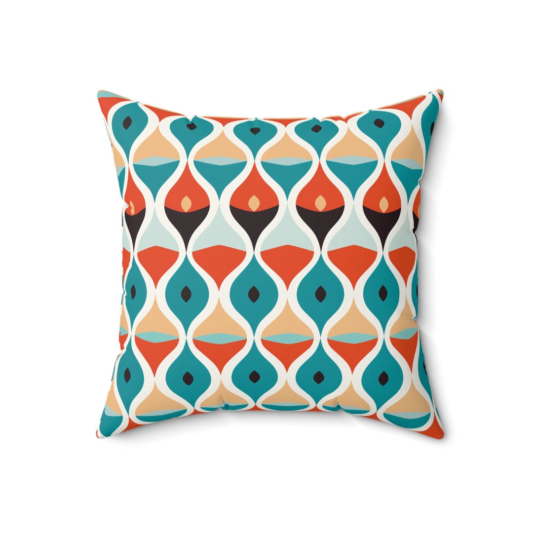 Retro Design Throw Pillow, Mid Century Modern Geometric, Retro Style ...