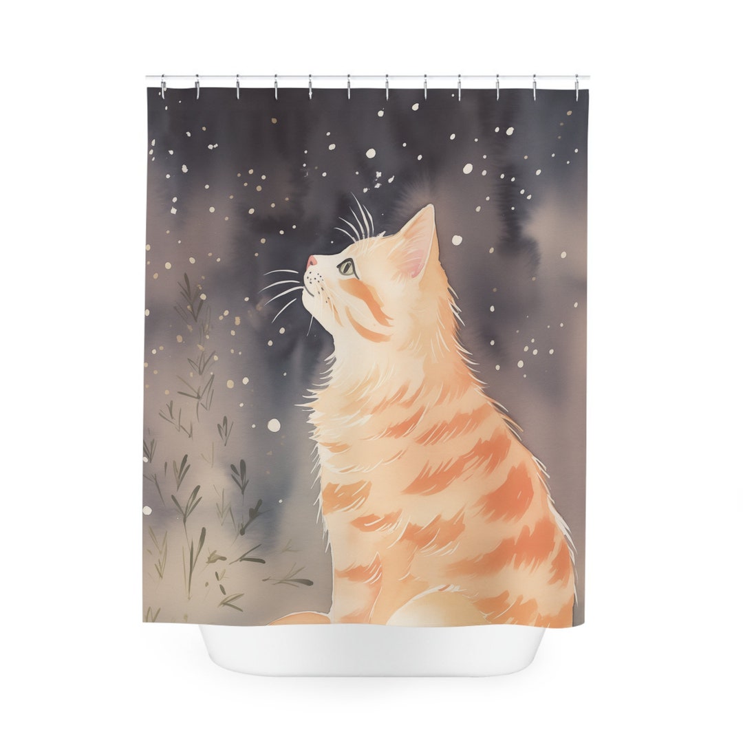Charming Ginger Tabby Cat Shower Curtain, Enchanted Home Decor, Ginger ...