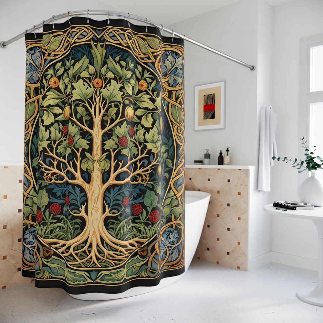 Celtic Shower Curtain, Tree of Life Design, William Morris Inspired ...