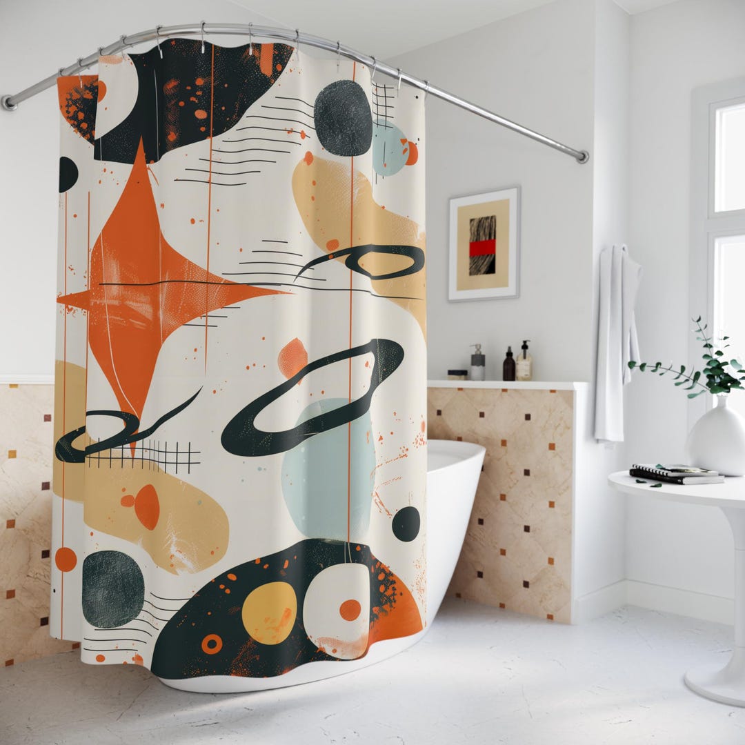 Retrofuturistic Shower Curtain - Atomic Era Space Age Bathroom Decor - Etsy