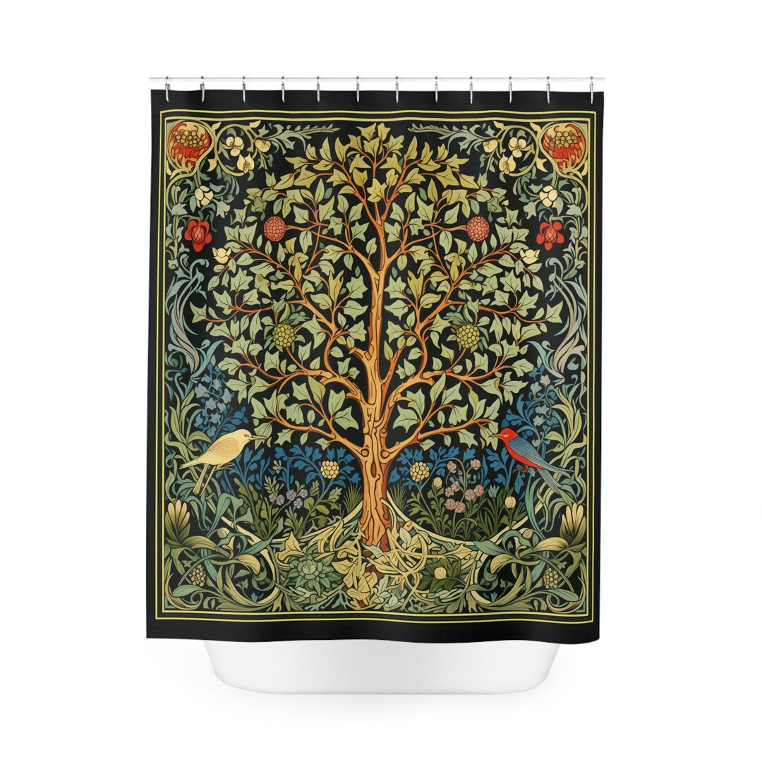 Shower Curtain, Flowers Design, William Morris Inspired Cottagecore ...