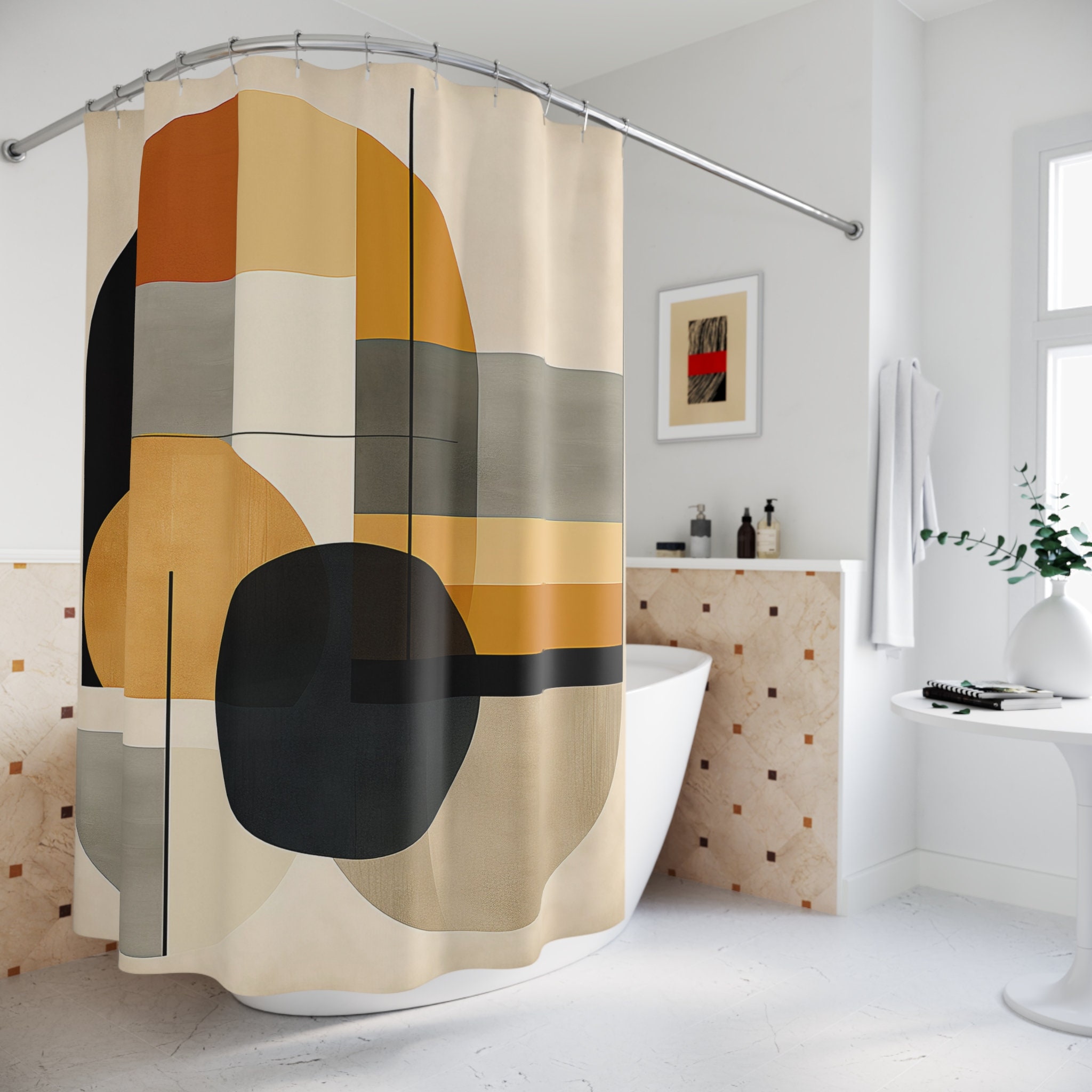 Mid-century Modern Shower Curtain, Minimalist Scandinavian-inspired ...