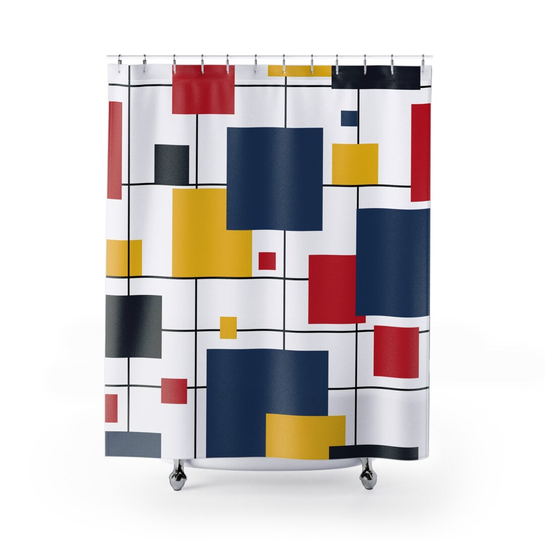 De Stijl Mondrian Inspired Shower Curtain | Modernist Vintage Color ...