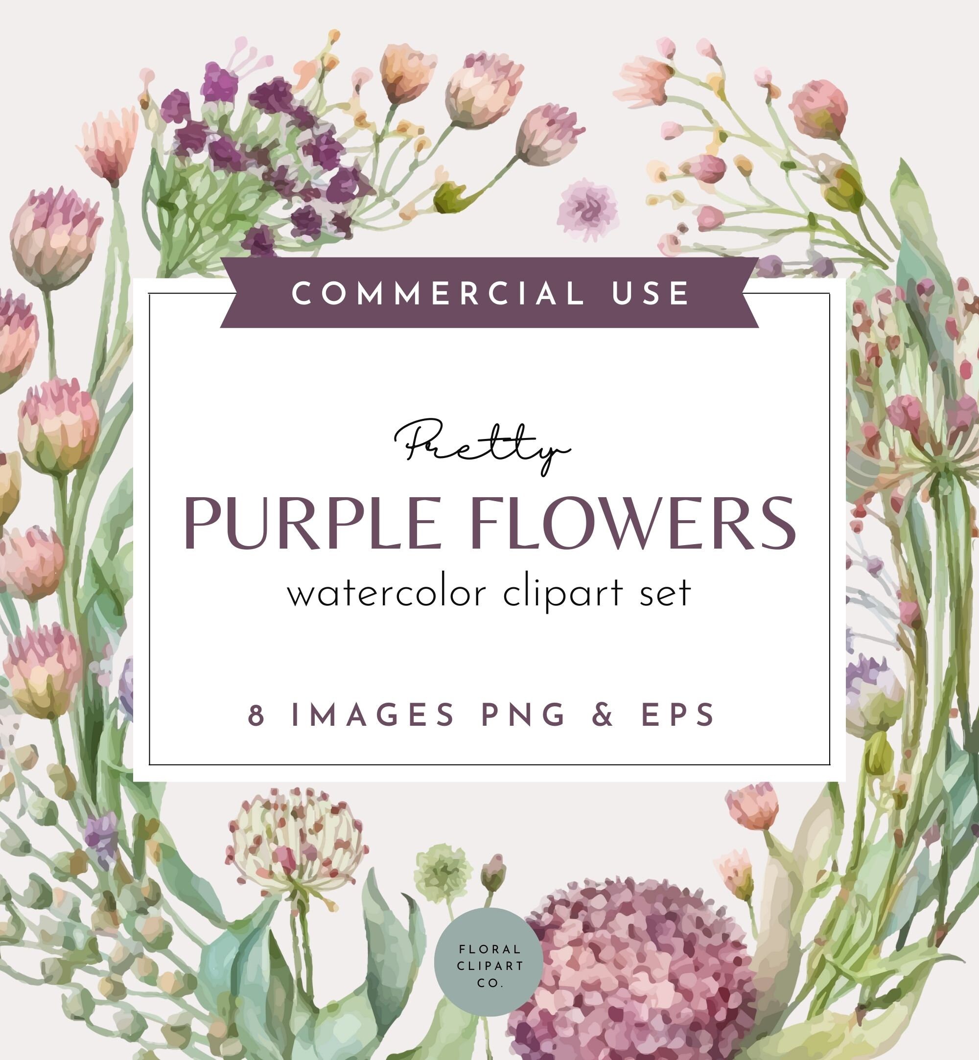 Watercolor Floral Clipart Set, Summer Clipart Elements, Flower Wreath ...