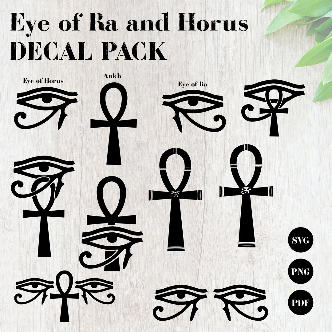 Eye Of Ra And Horus Ankh Svg Symbol Bundle Pack Hieroglyphs Vector Egypt