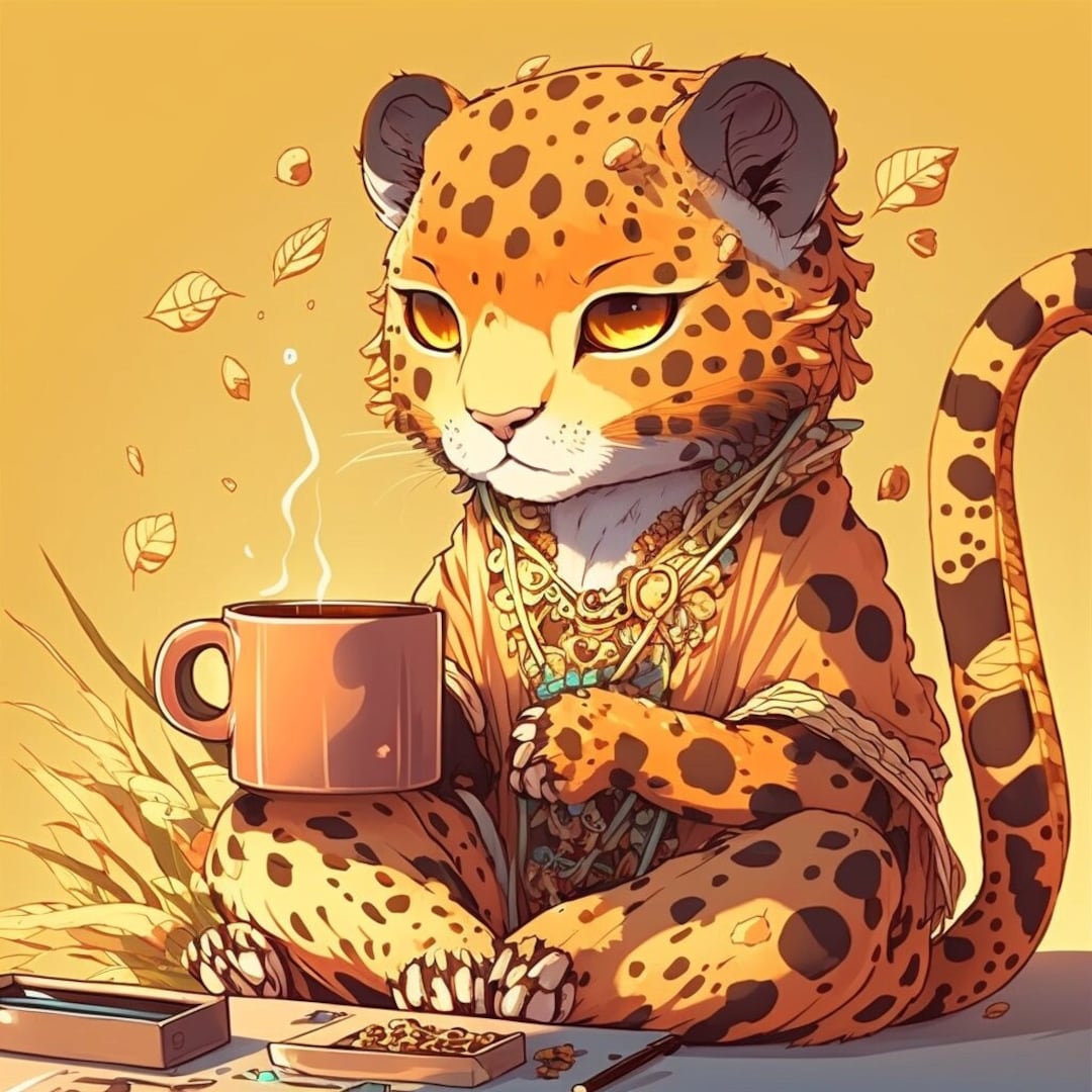 Cheetah Tea Ceremony Focus Generated by Artificial - Etsy