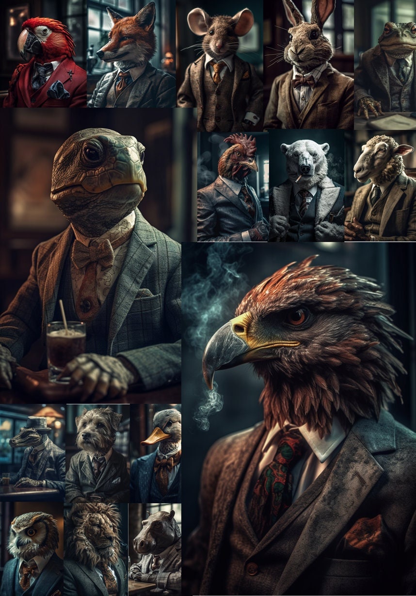 Animals in Suits Set 51 High Resolution Digital Artworks for Download ...