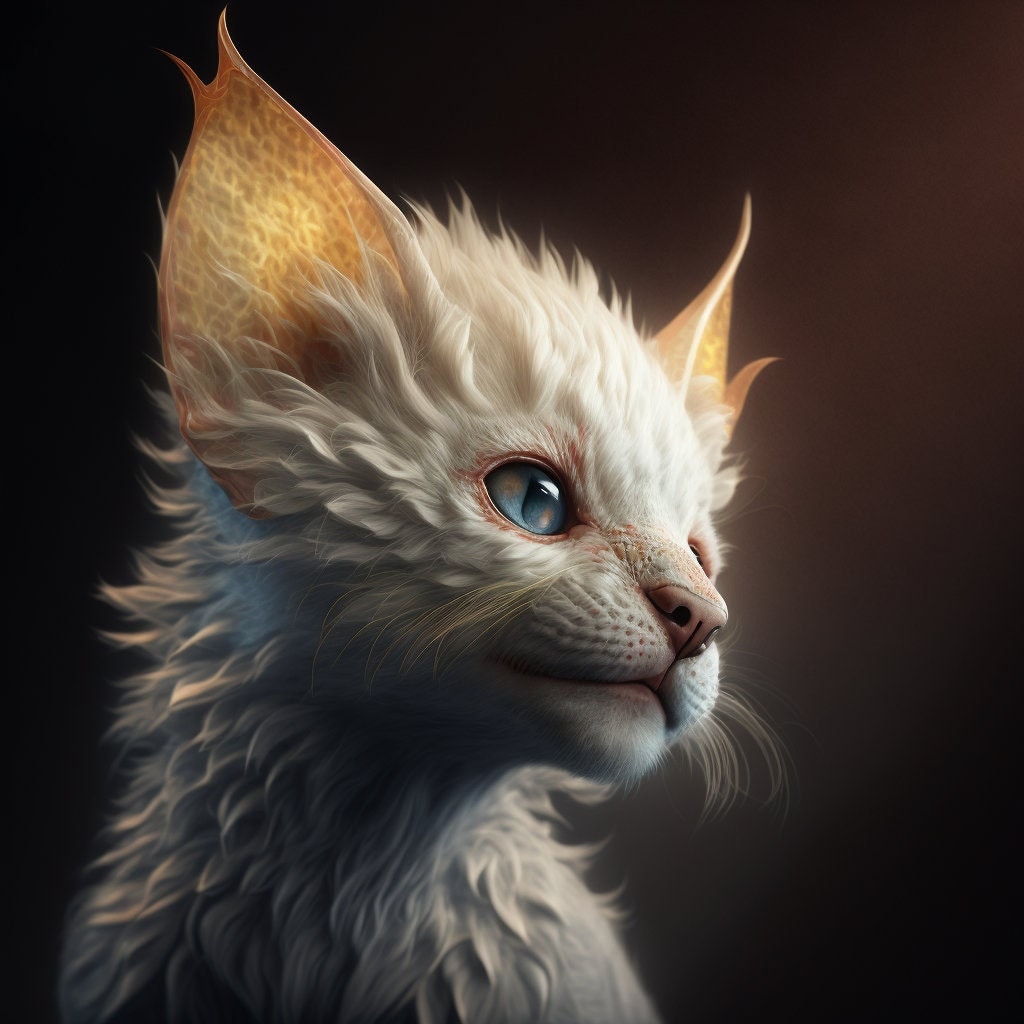 Cute Cat Dragon, Digital Art, AI Generated Art, Wall Art - Etsy
